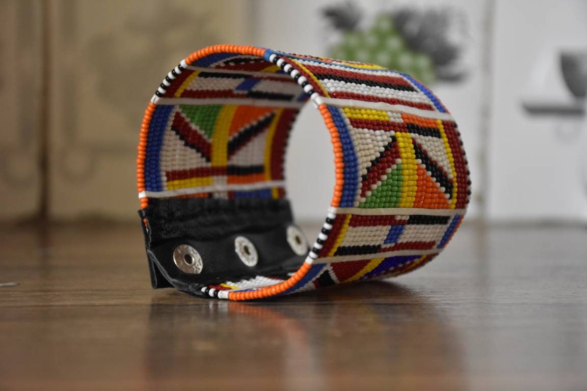 Beaded Beaded Bracelet Women Kenyan Leather Bracelet - Etsy