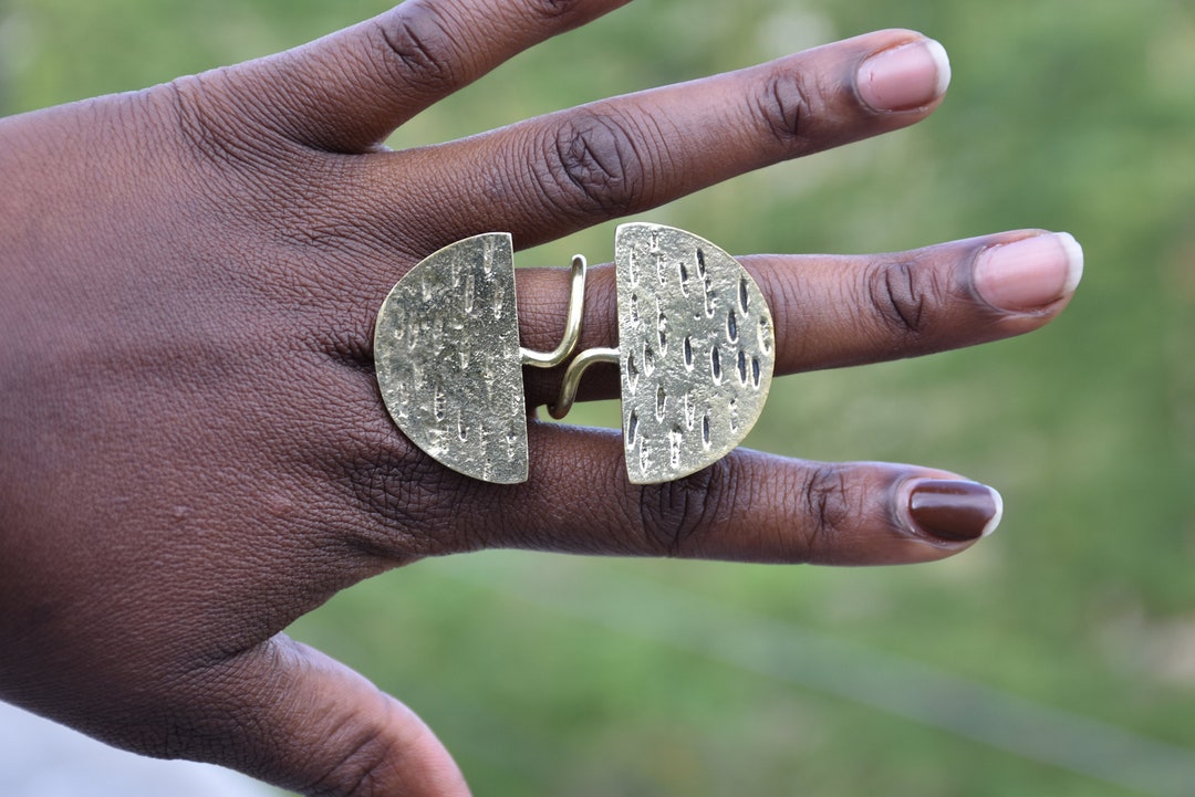 Large Brass Ring Women ,african Statement Brass Ring, Adjustable Brass ...