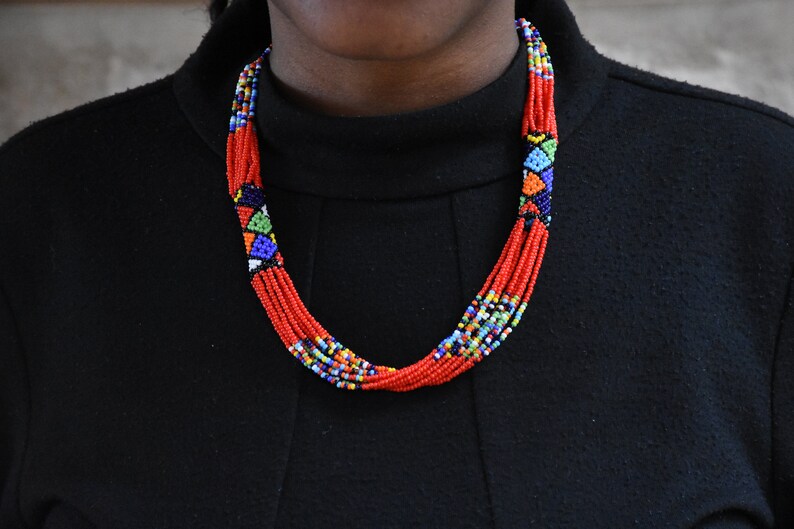 African Beaded Zulu Necklace For Her Beaded Tribal Wedding Etsy