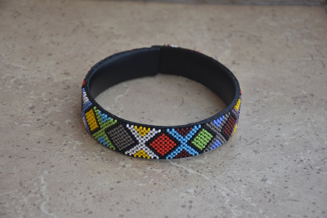 Beaded Leather Headband, African Jewelry for Women, Wedding Hair ...