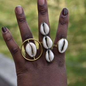 Cowrie Shell Brass Ring ,adjustable Shell Ring , African Statement ...