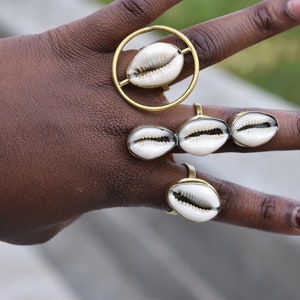 Cowrie Shell Brass Ring ,adjustable Shell Ring , African Statement ...