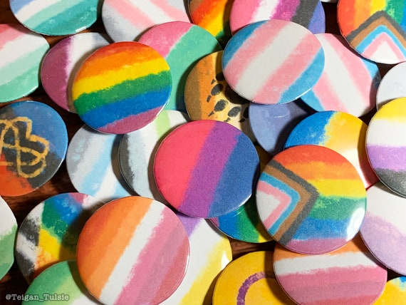 LGBTQIA Buttons Cloudy LGBTQIA Buttons Pride Buttons - Etsy