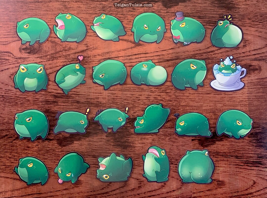 Cute Frog Stickers: Pudge the Frog Sticker Set Adorable Frog - Etsy