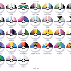 Holographic LGBTQIA+ Pokeball Buttons, Pokemon Pokeball Buttons, Pride ...