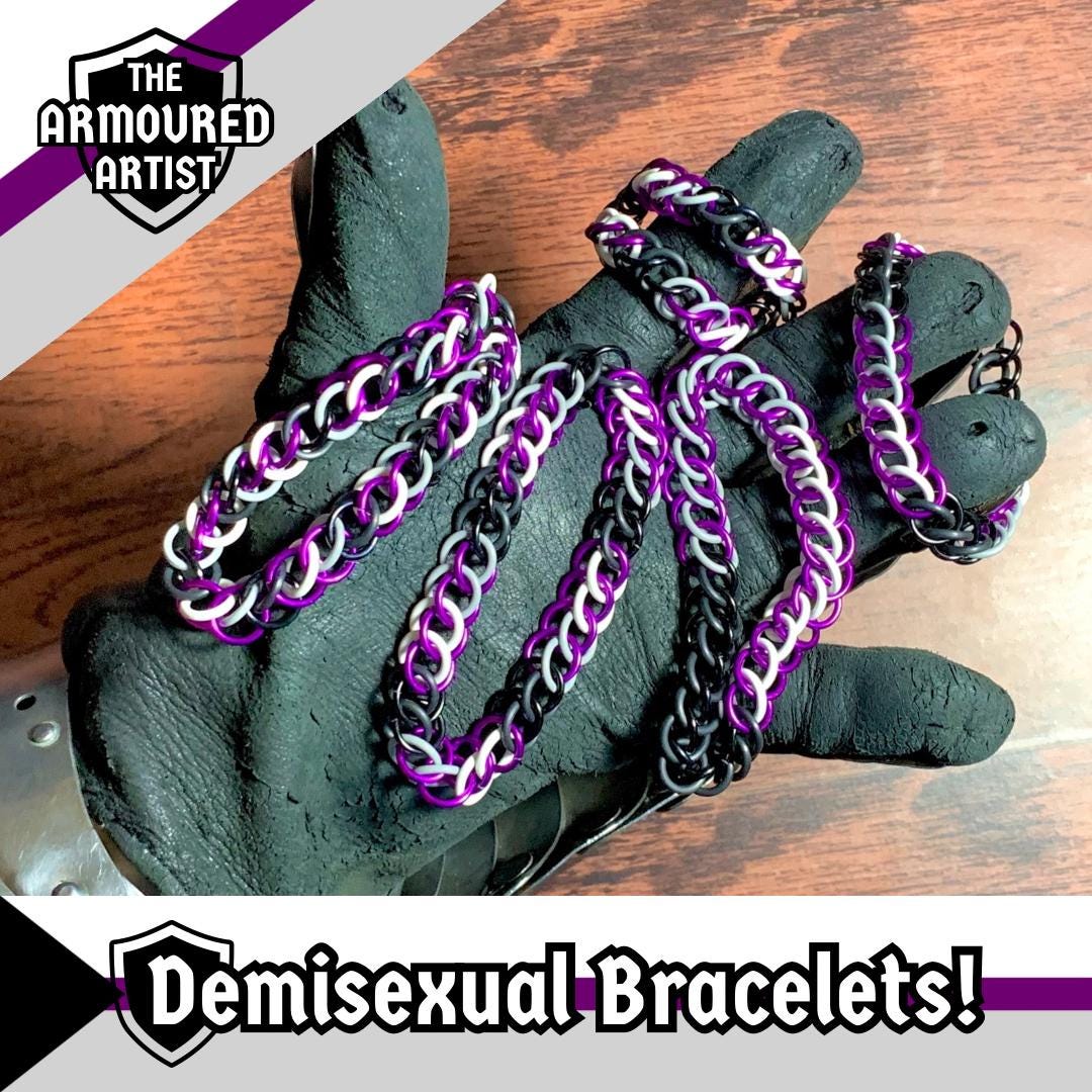 Demisexual Pride Bracelets, Stretchy Chainmail LGBTQ Price Bracelet, Handmade LGBTQ Pride ...