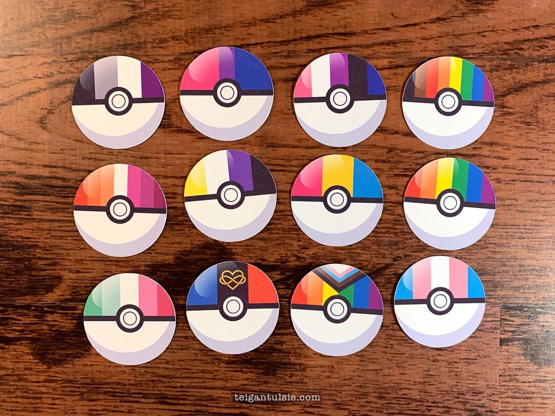 LGBTQIA+ Pokeball Stickers, Pokemon Pokeball Stickers, Pride Pokemon ...