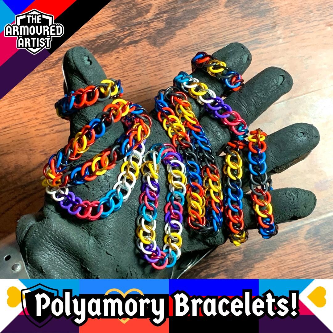 Polyamory Pride Bracelets, Stretchy Chainmail Polyamory Bracelet, Handmade Polyamory Jewelry - Etsy