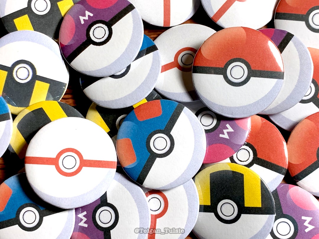 Pokeball Buttons, Pokemon Fan Buttons, Pokemon Pokeball Buttons, Shiny ...