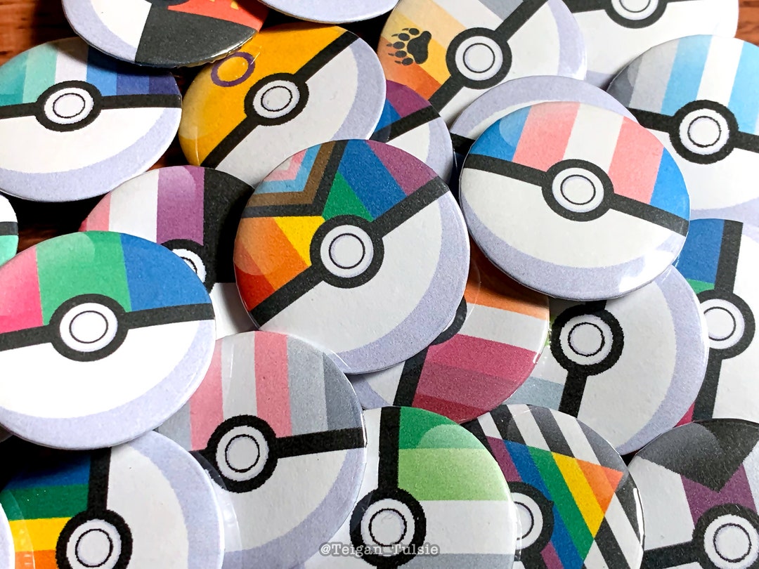 LGBTQIA+ Pokeball Buttons, Pokemon Pokeball Buttons, Pride Pokeball ...