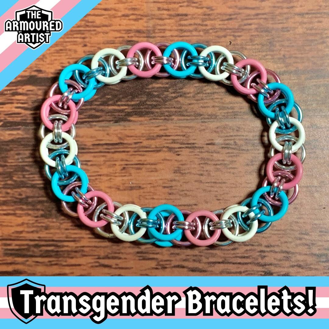Transgender Stretchy Bracelet, Stretchy Chainmail Bracelet, Transgender Jewelry, Stretchy Helm ...