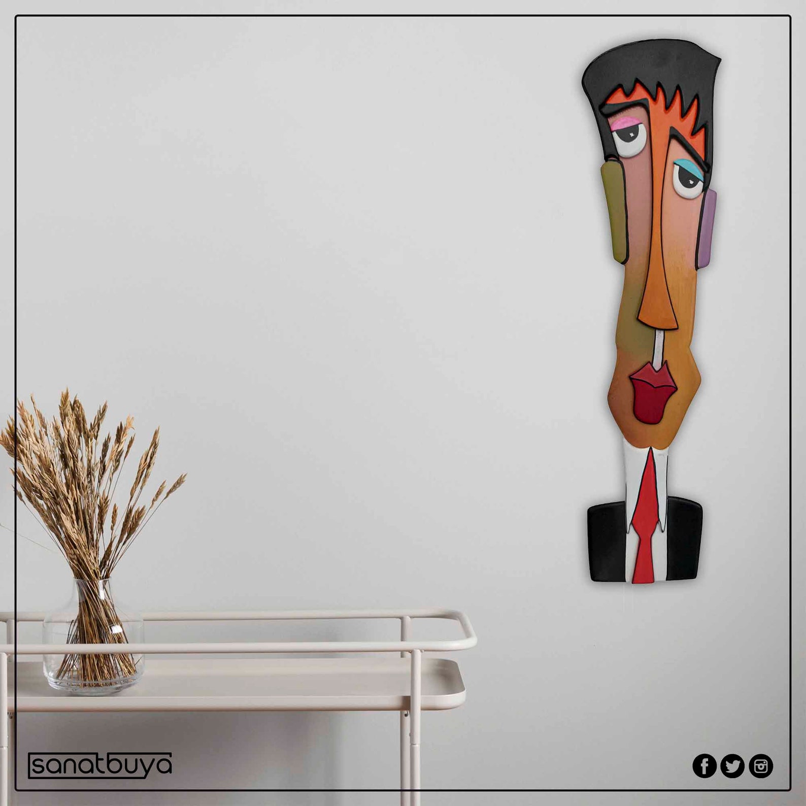 3D Cubism Wooden Painting Man Figure - Etsy