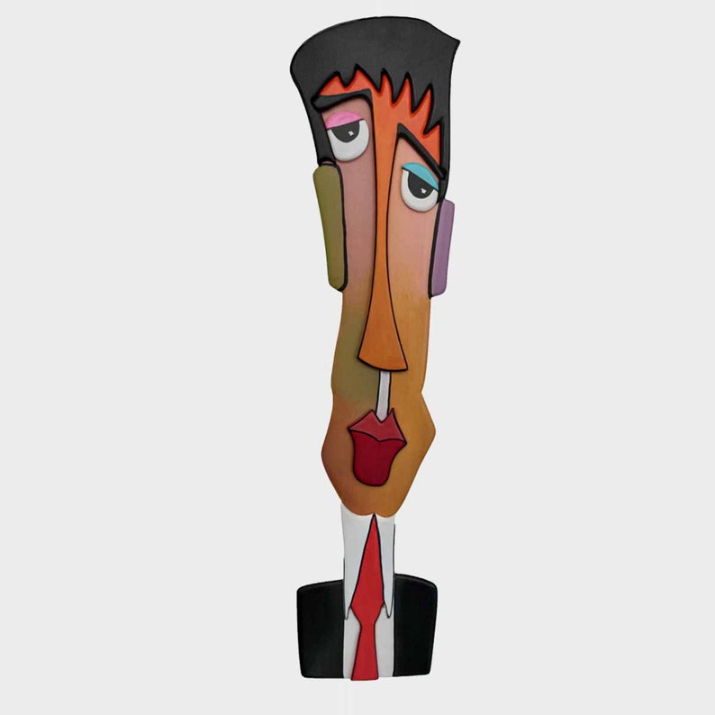 3D Cubism Wooden Painting Man Figure - Etsy