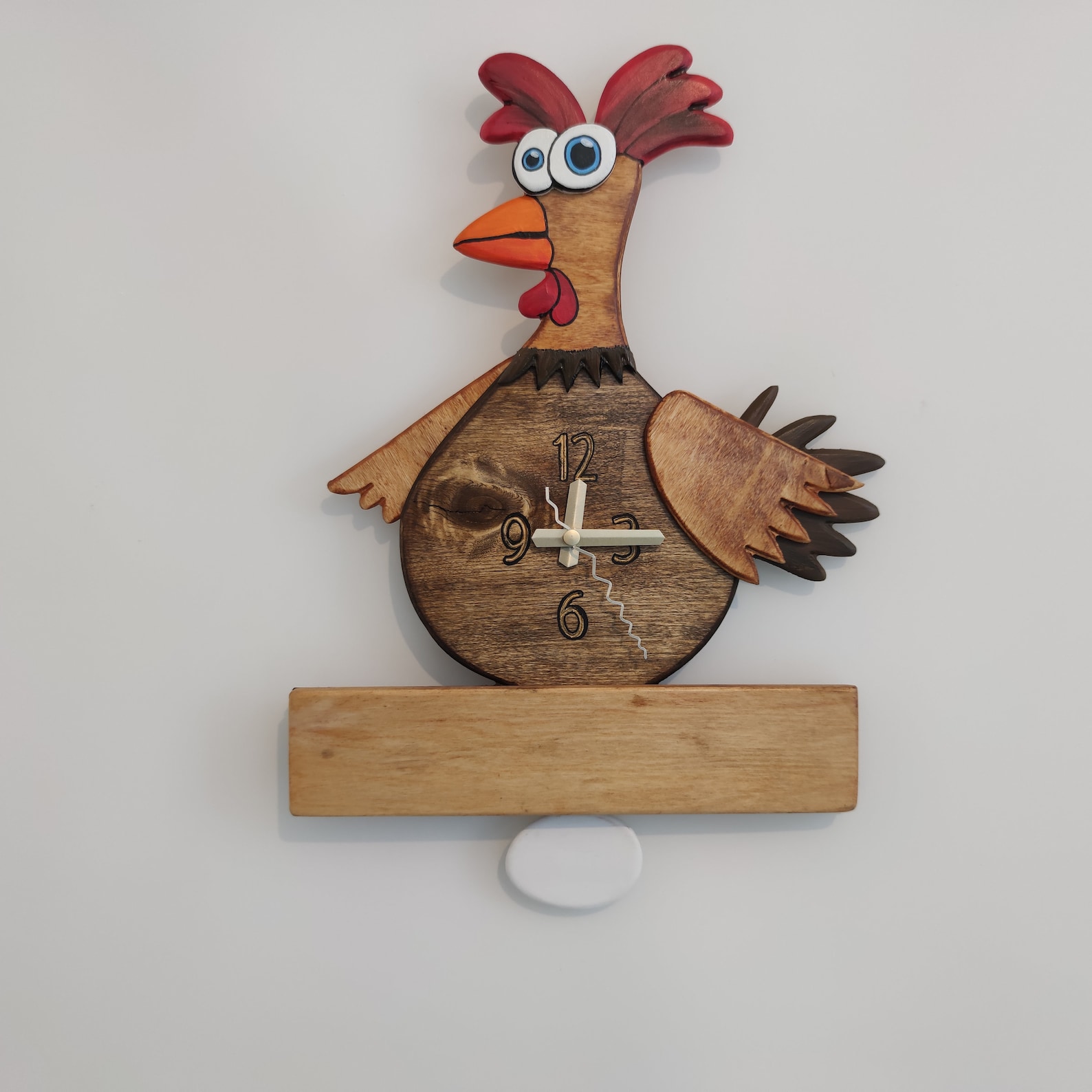 3D Swinging Pendulum Natural Color Wooden Chicken Clock - Etsy