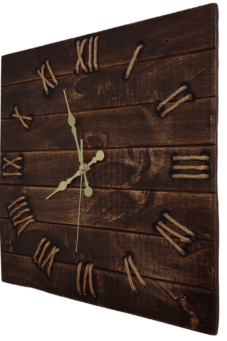 Solid Rustic Wood Square Wall Clock (brown) - Etsy