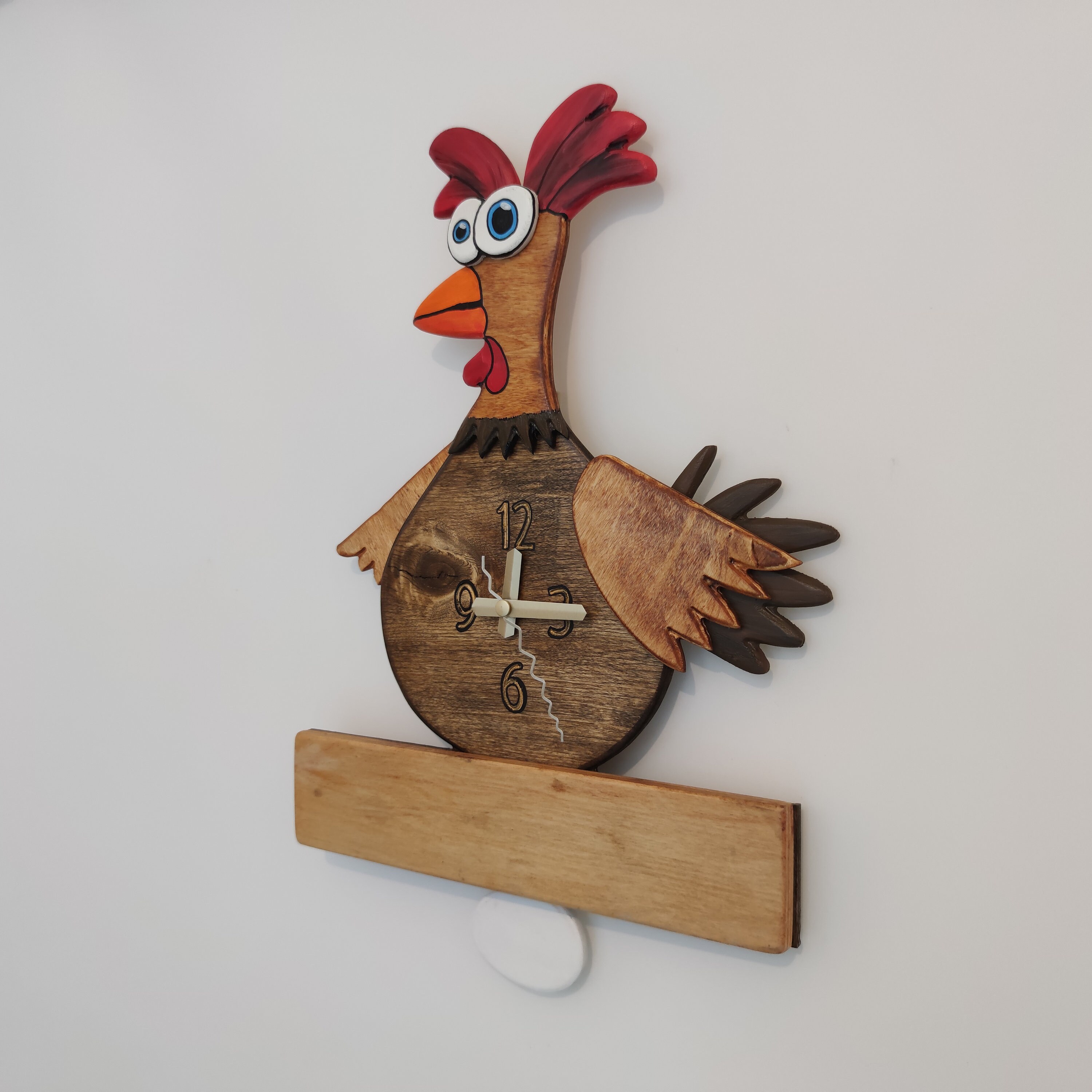 3D Swinging Pendulum Natural Color Wooden Chicken Clock - Etsy