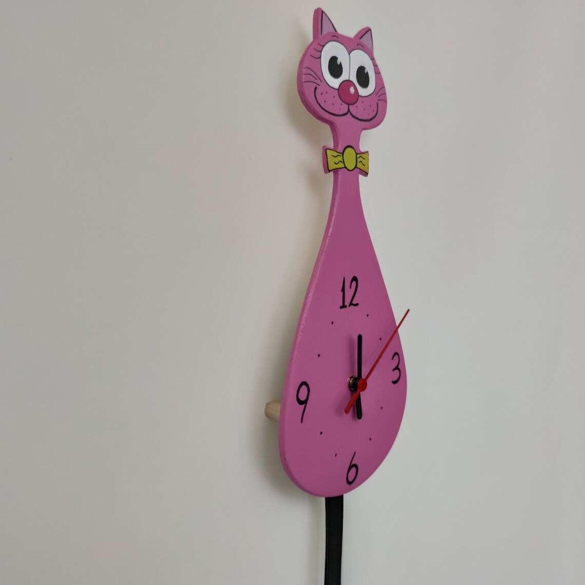 3D Swinging Pendulum Fuchsia Wooden Cat Clock - Etsy