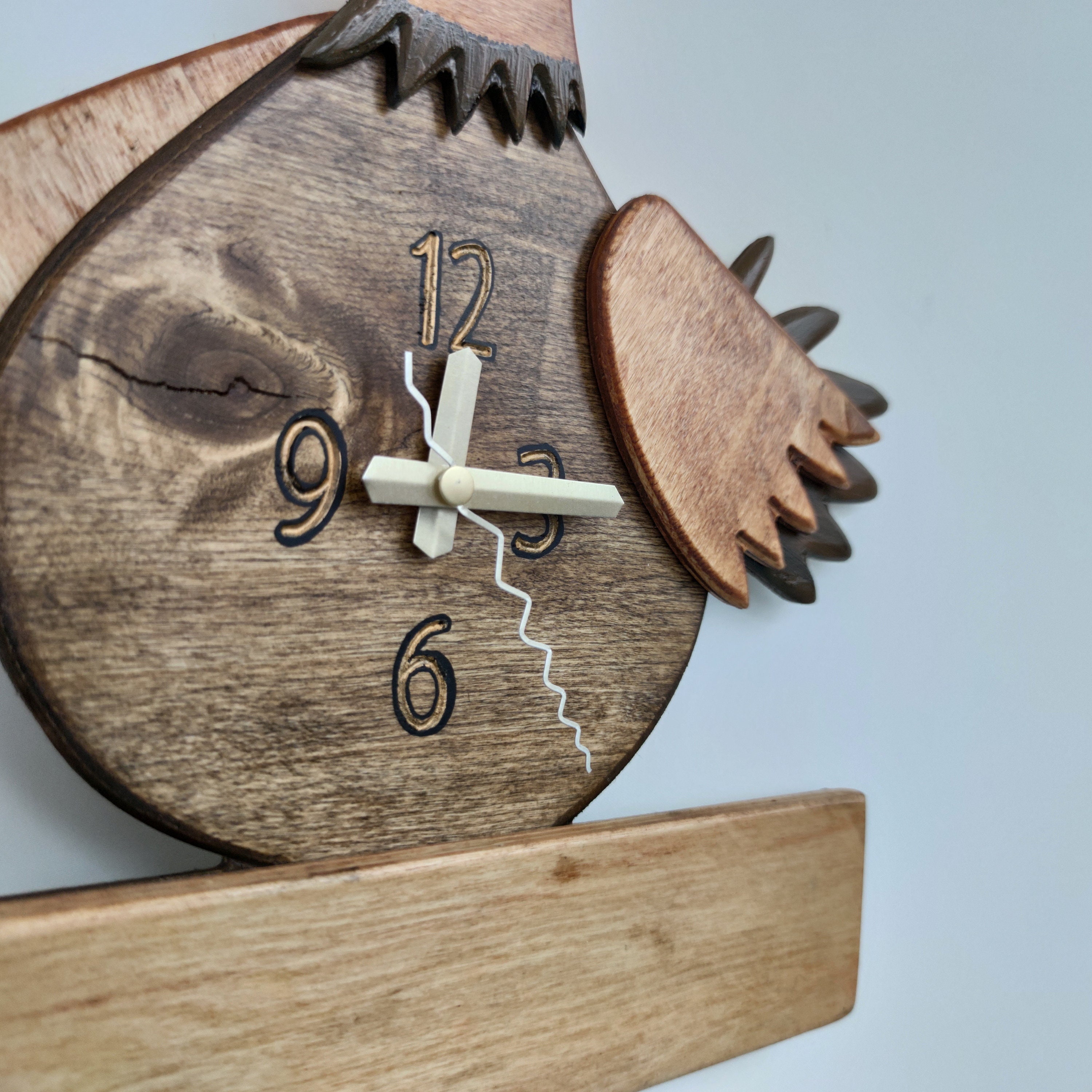 3D Swinging Pendulum Natural Color Wooden Chicken Clock - Etsy