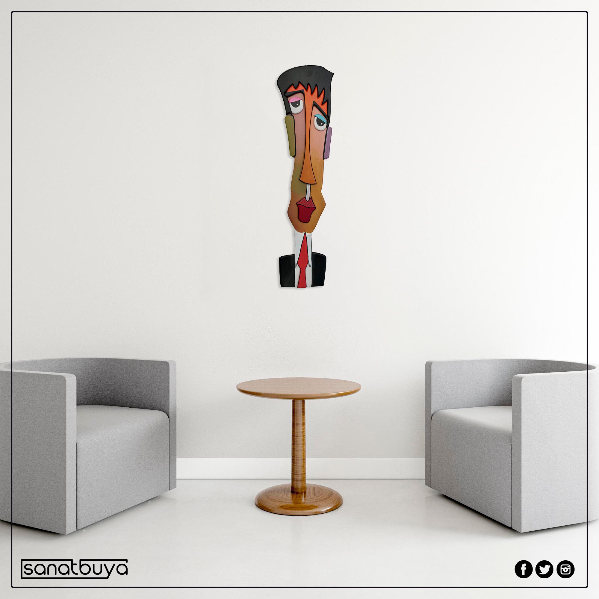 3D Cubism Wooden Painting Man Figure - Etsy