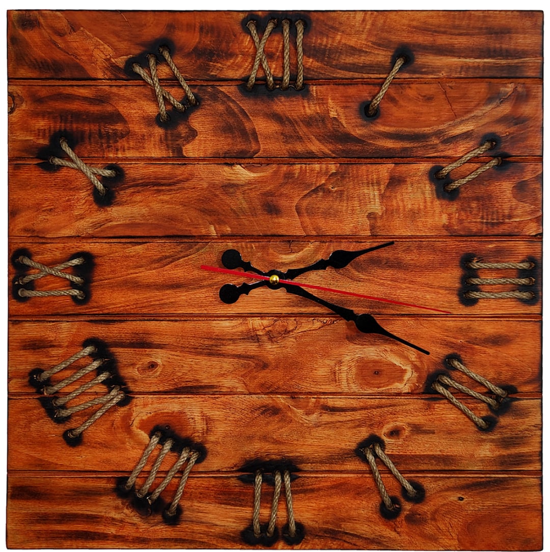 Solid Rustic Wood Square Wall Clock (light Brown) - Etsy