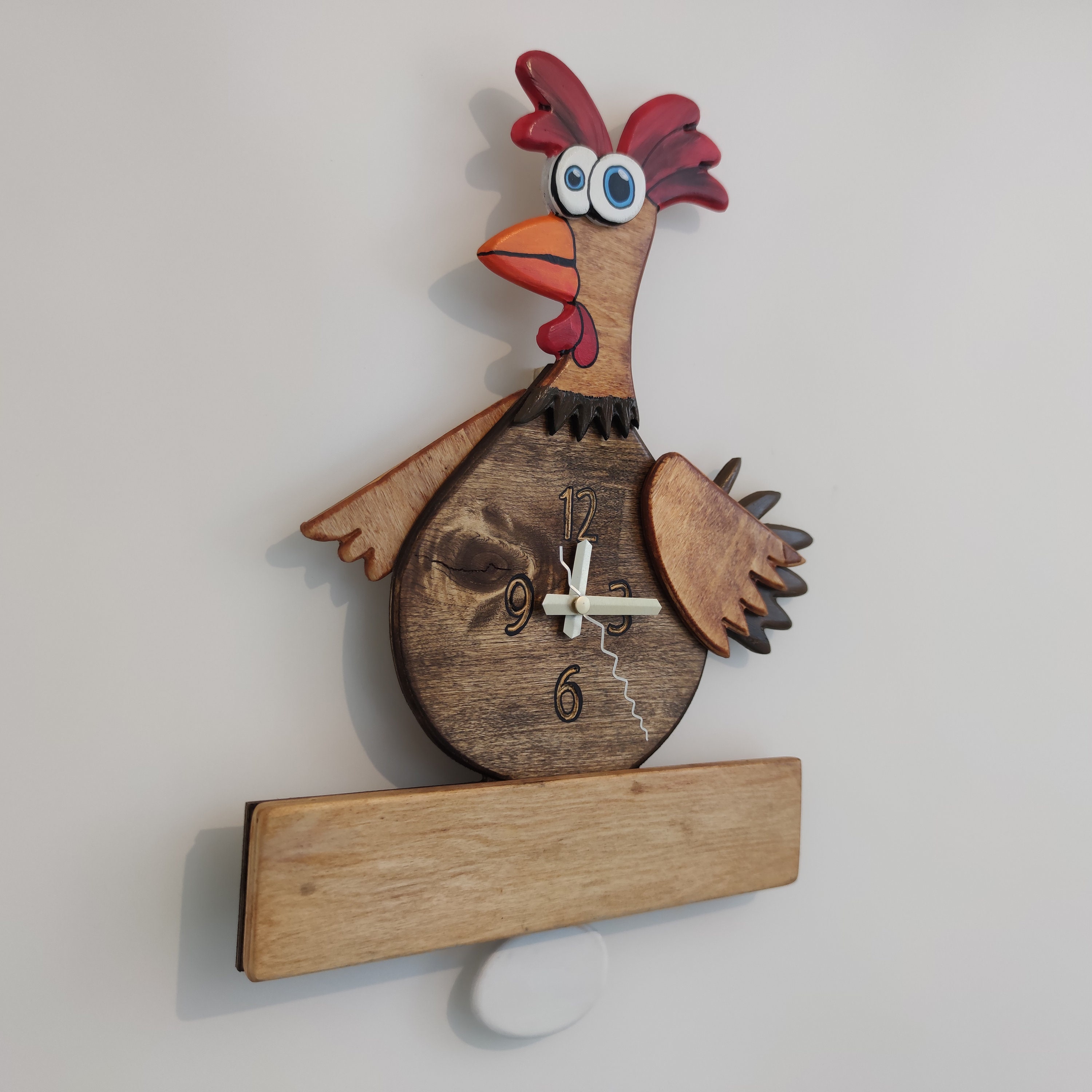 3D Swinging Pendulum Natural Color Wooden Chicken Clock - Etsy