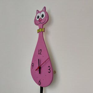 3D Swinging Pendulum Fuchsia Wooden Cat Clock - Etsy