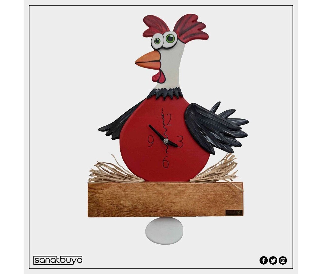 3D Swinging Pendulum Red and White Wooden Chicken Clock - Etsy