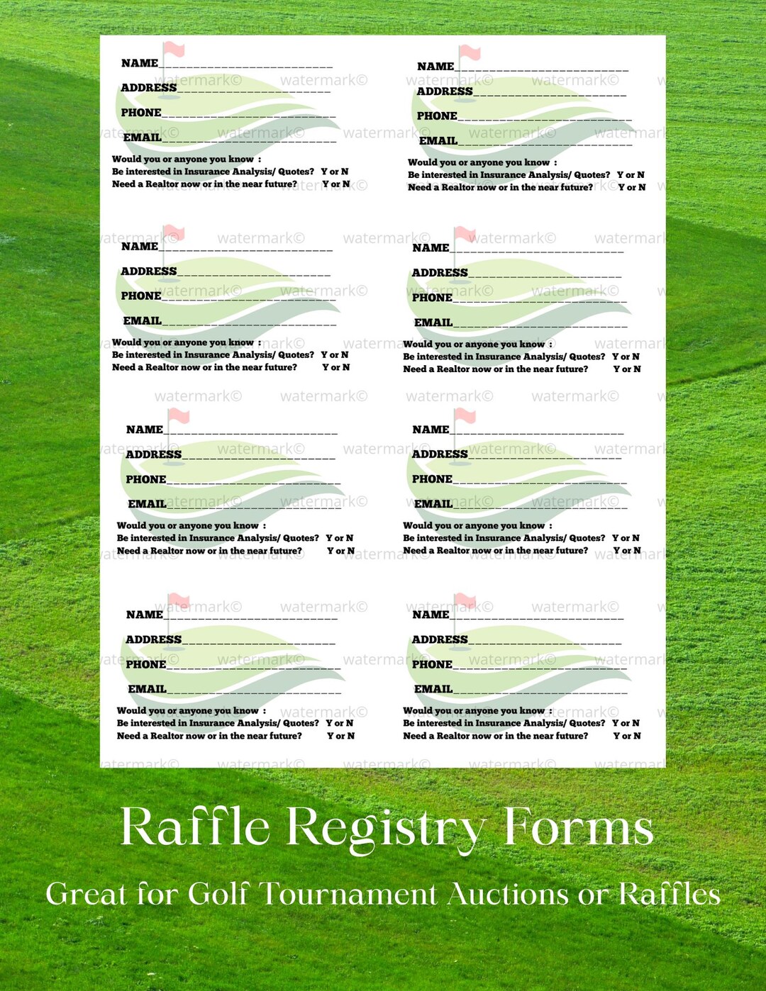 Golf Raffle Registery Forms, Realtor Golf Tournament, Golf Tournament ...
