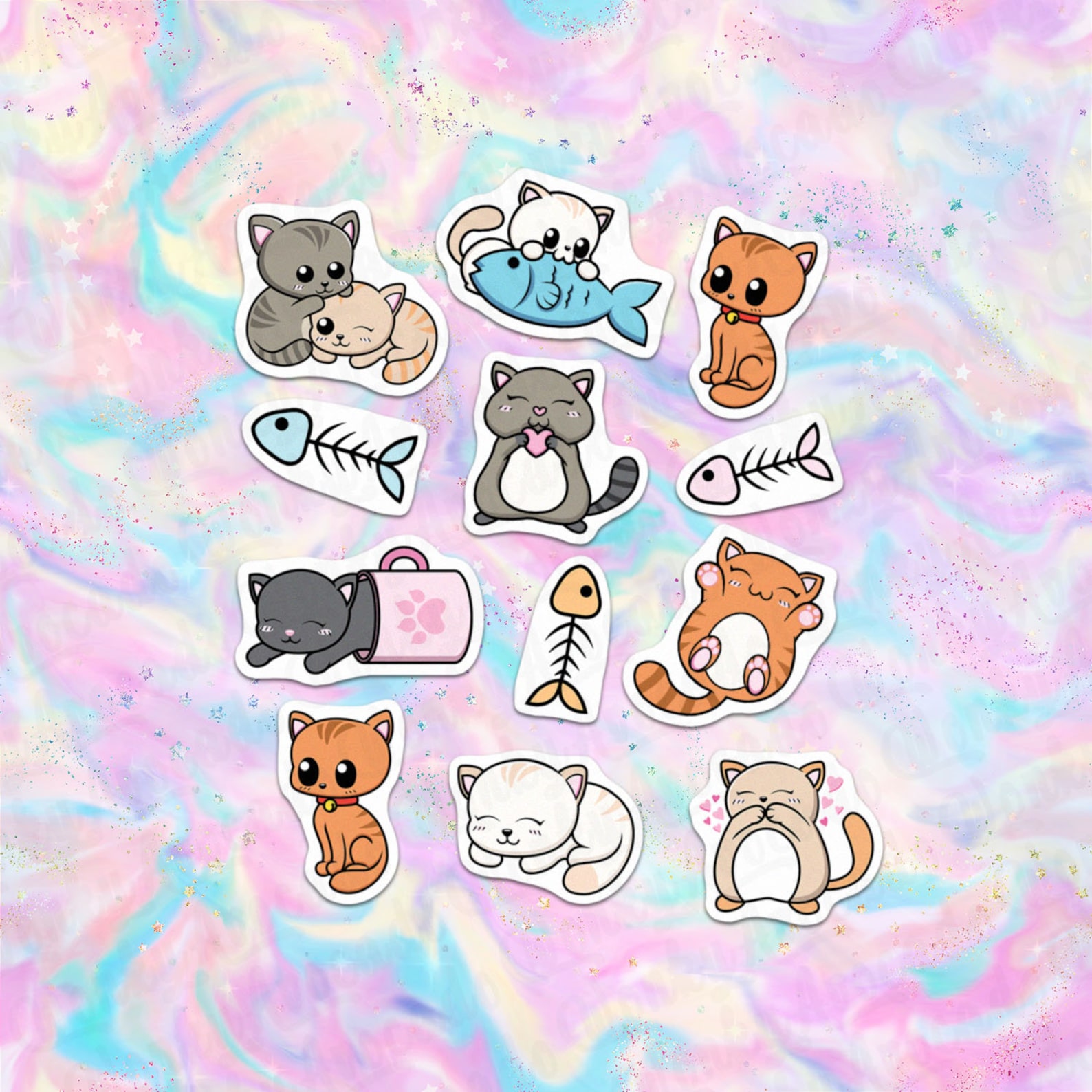 40pcs Cute Cats & Kittens Pet Kawaii Paper Stickers SET 5 | Etsy