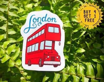 Red Bus Sticker - Etsy