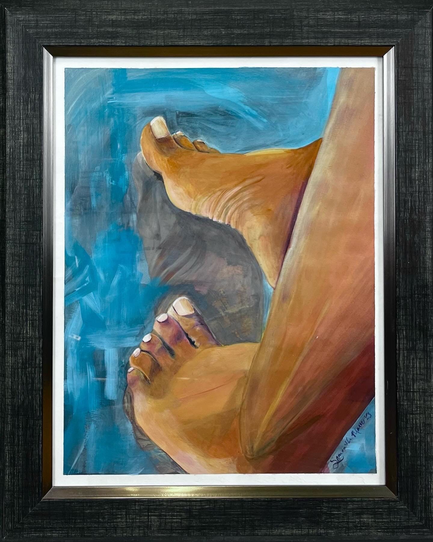 Original Painting of Feet on Water, Acrylic, Framed - Etsy
