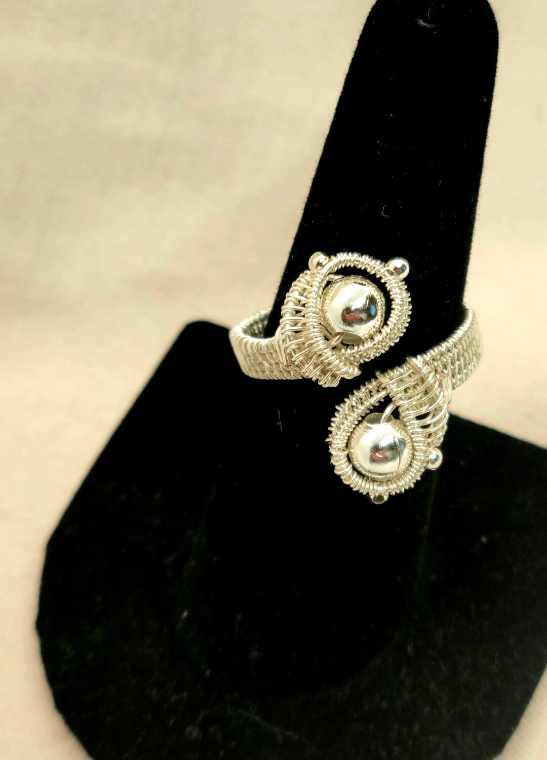 Silver & Crystal Bead Wrap Around Rings - Etsy