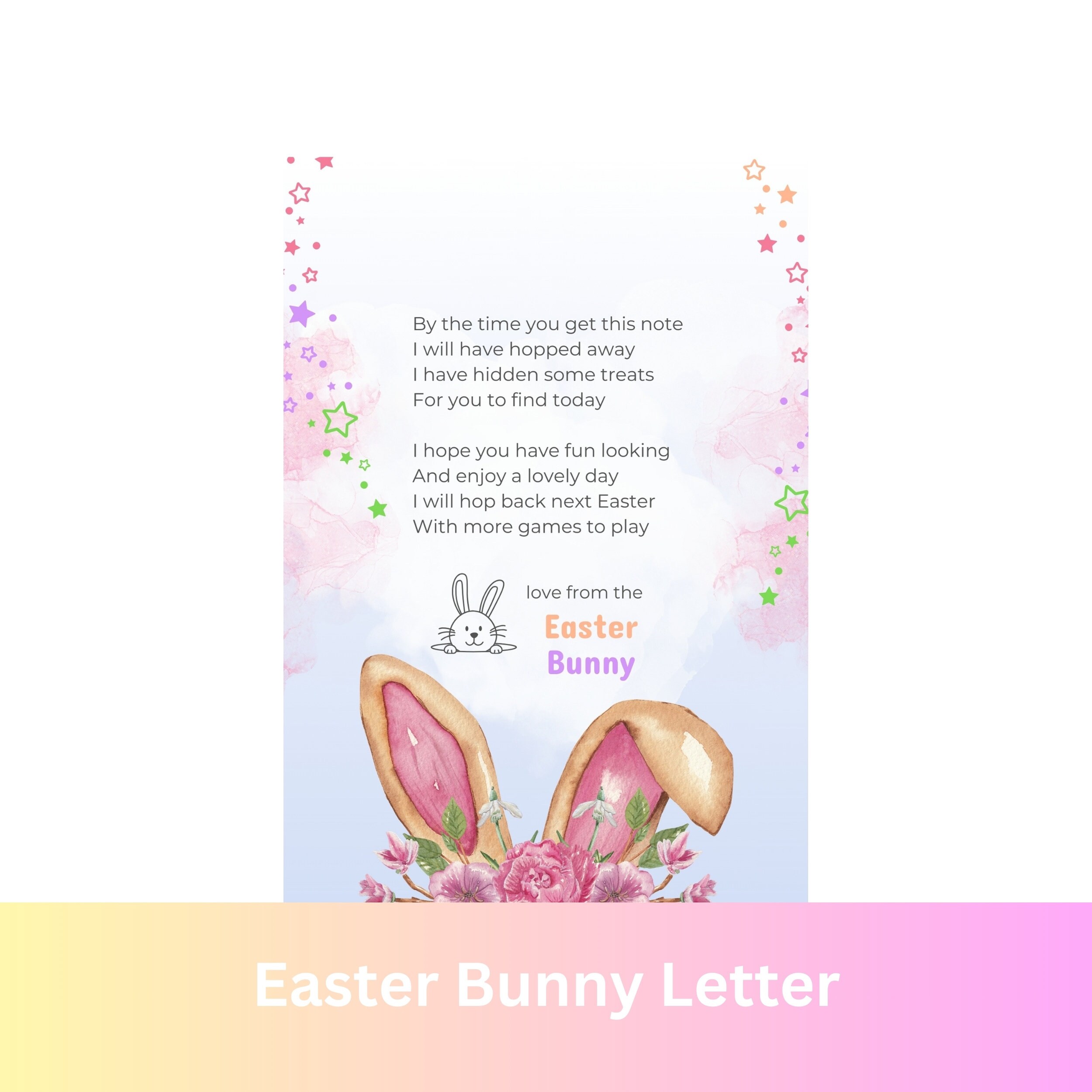 Printable Easter Bunny Letter, Cute Easter Egg Hunt, Kids Activity ...