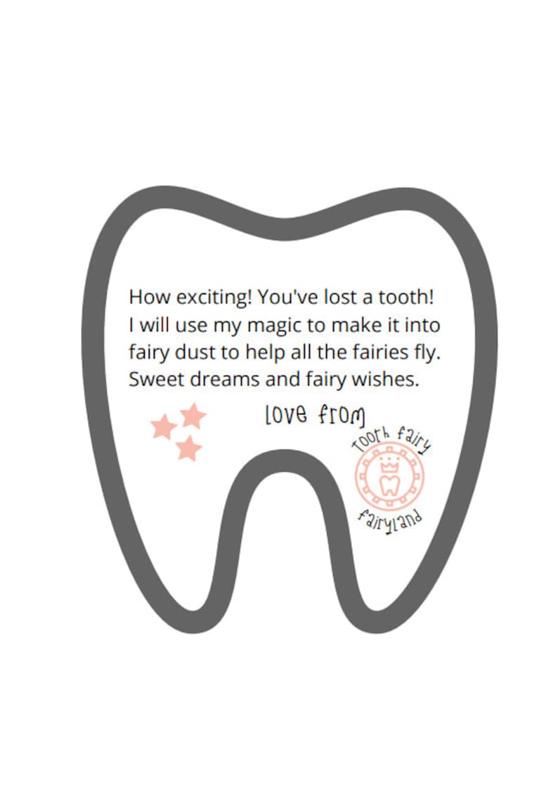 Editable Tooth Fairy Letter Instant Download - Tooth Shape - Printable ...
