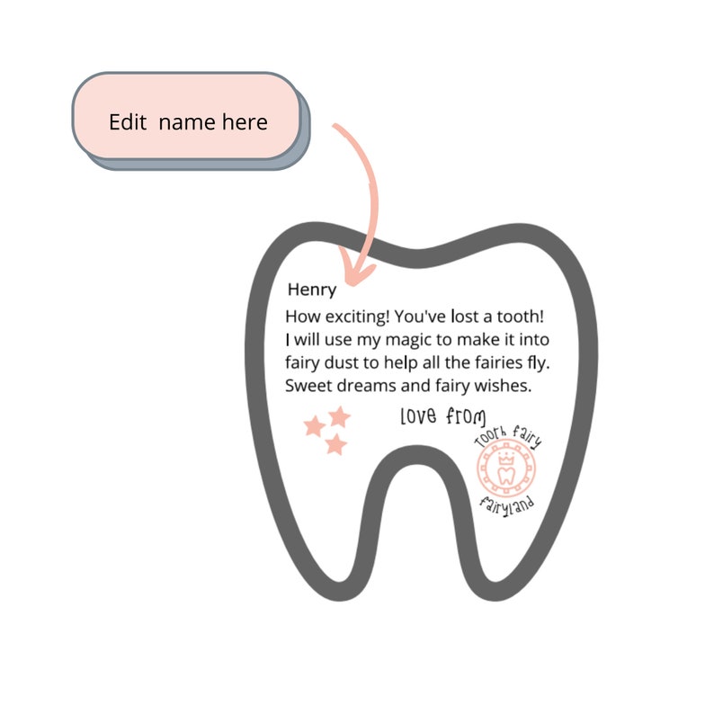 Editable Tooth Fairy Letter Instant Download - Tooth Shape - Printable ...