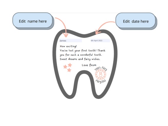 Personalised Tooth Fairy Letter Instant Download Custom Name - Etsy