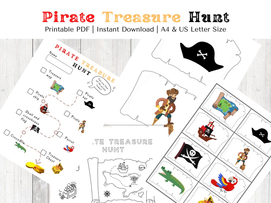 Pirate Treasure Hunt Printable, Kids Birthday Party Game, Scavenger ...