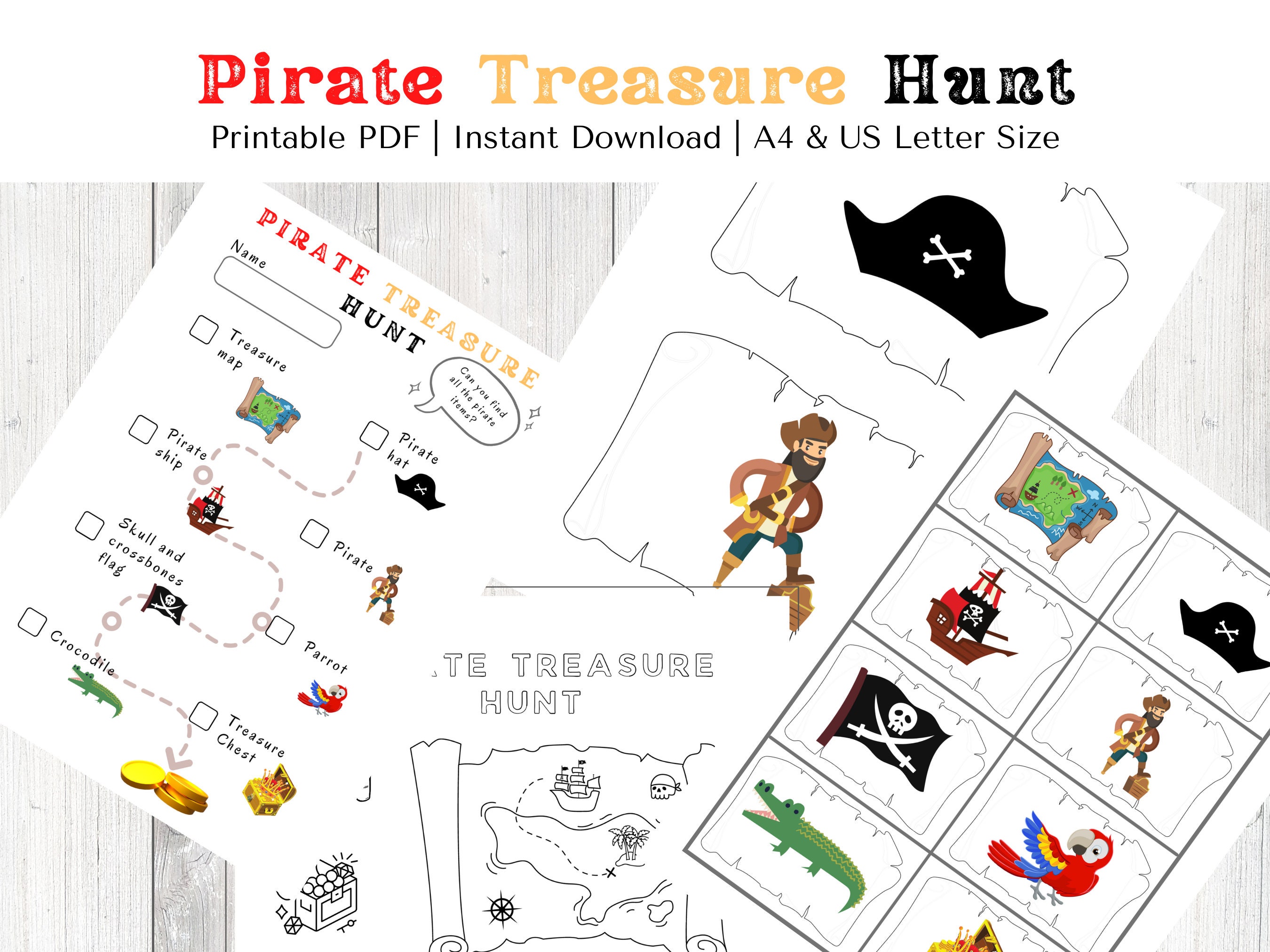 Pirate Treasure Hunt Printable Kids Birthday Party Game - Etsy