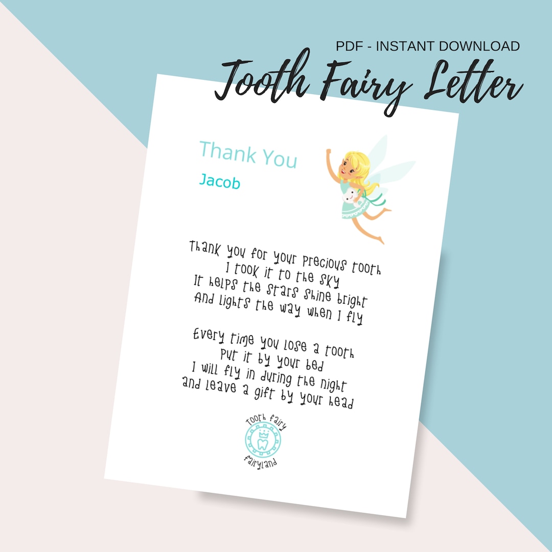 Editable Tooth Fairy Letter Instant Download - Personalised Printable ...