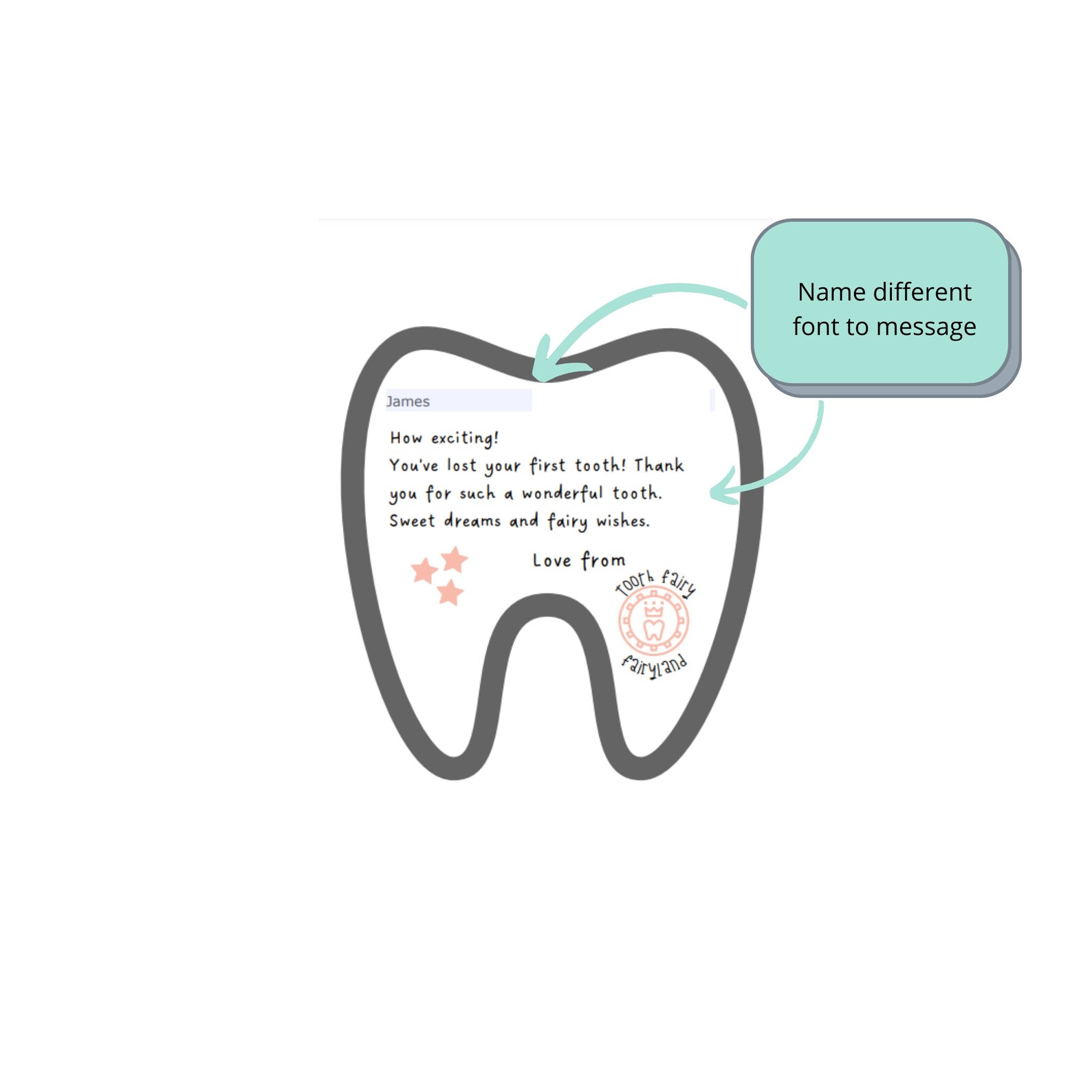 Editable Tooth Fairy Letter Instant Download - Tooth Shape - Printable ...