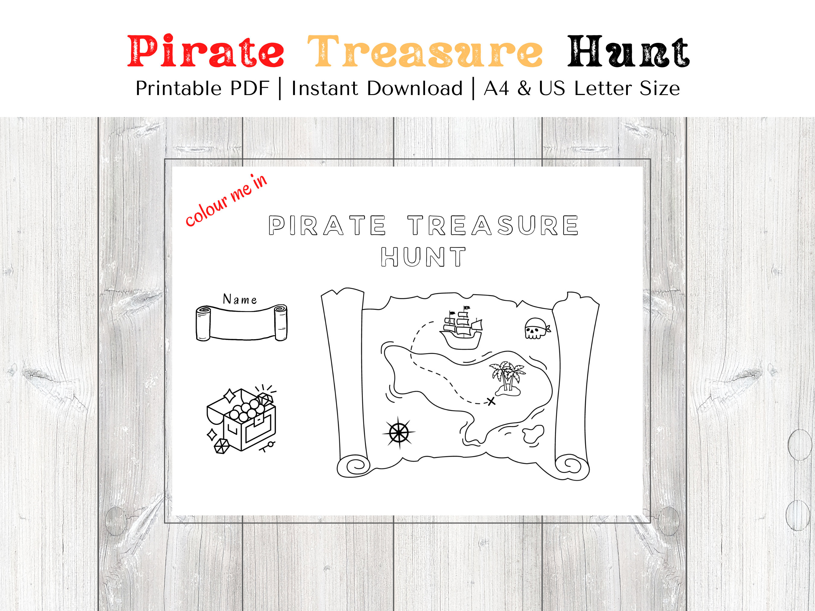 Pirate Treasure Hunt Printable Kids Birthday Party Game - Etsy