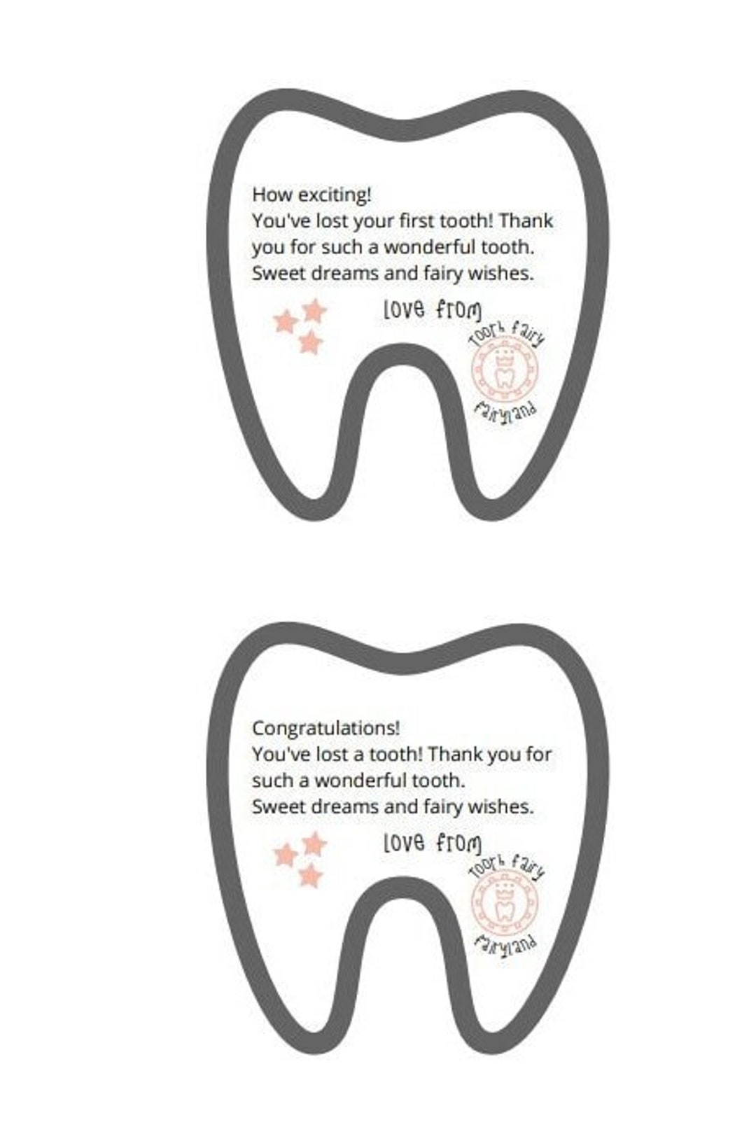 Tooth Fairy Letter Instant Download - First Tooth, Any Tooth, Pink ...