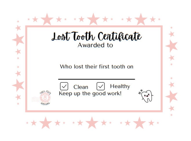 Tooth Fairy Certificate Instant Download Printable Boy or - Etsy