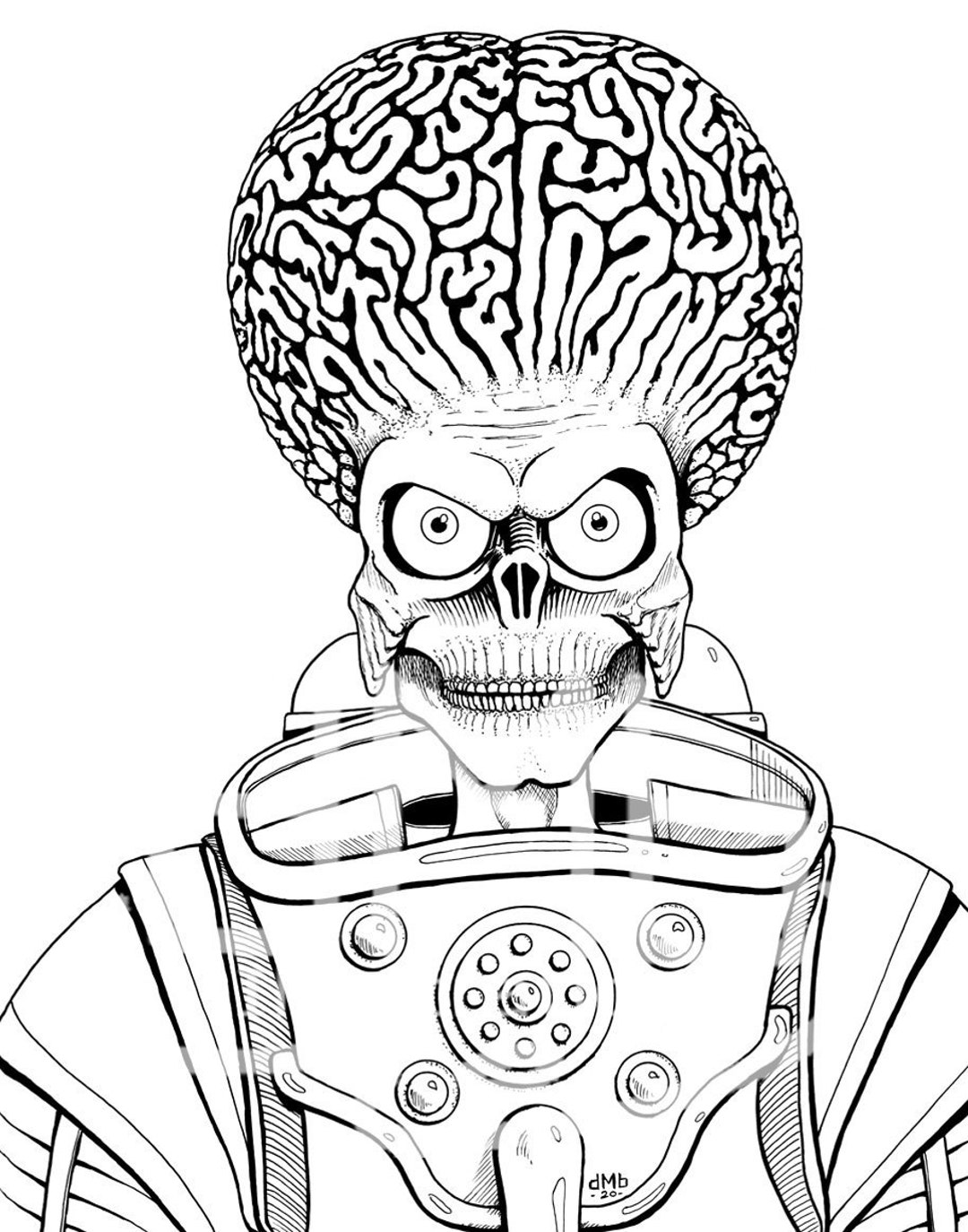 Original 11"x14" Inked Artwork - Mars Attacks Alien - Etsy