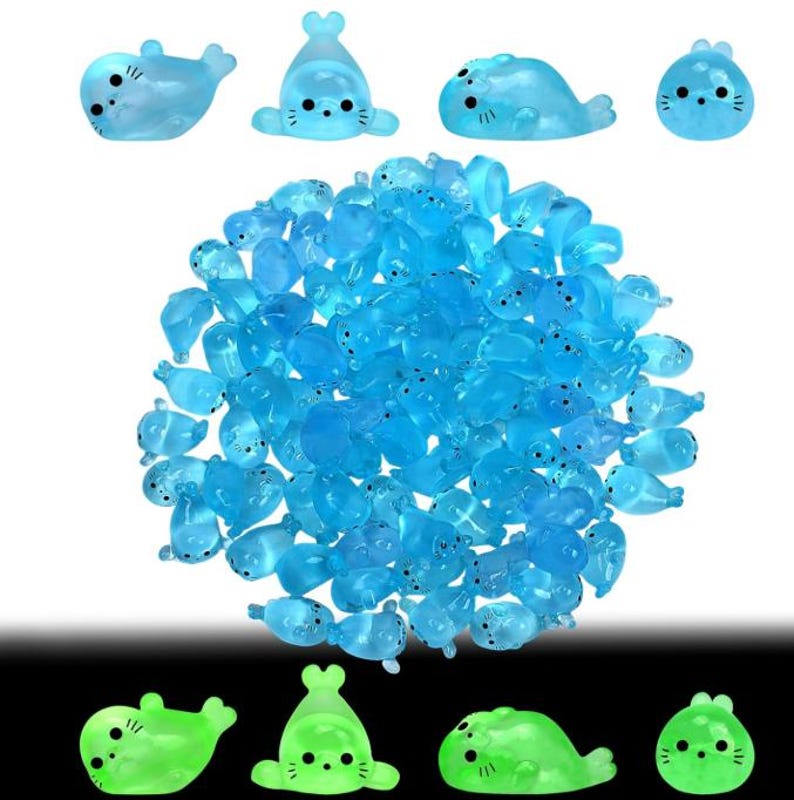 Glow in the Dark Mini Seal Pup Figurines | Tiny Resin Animals - Etsy
