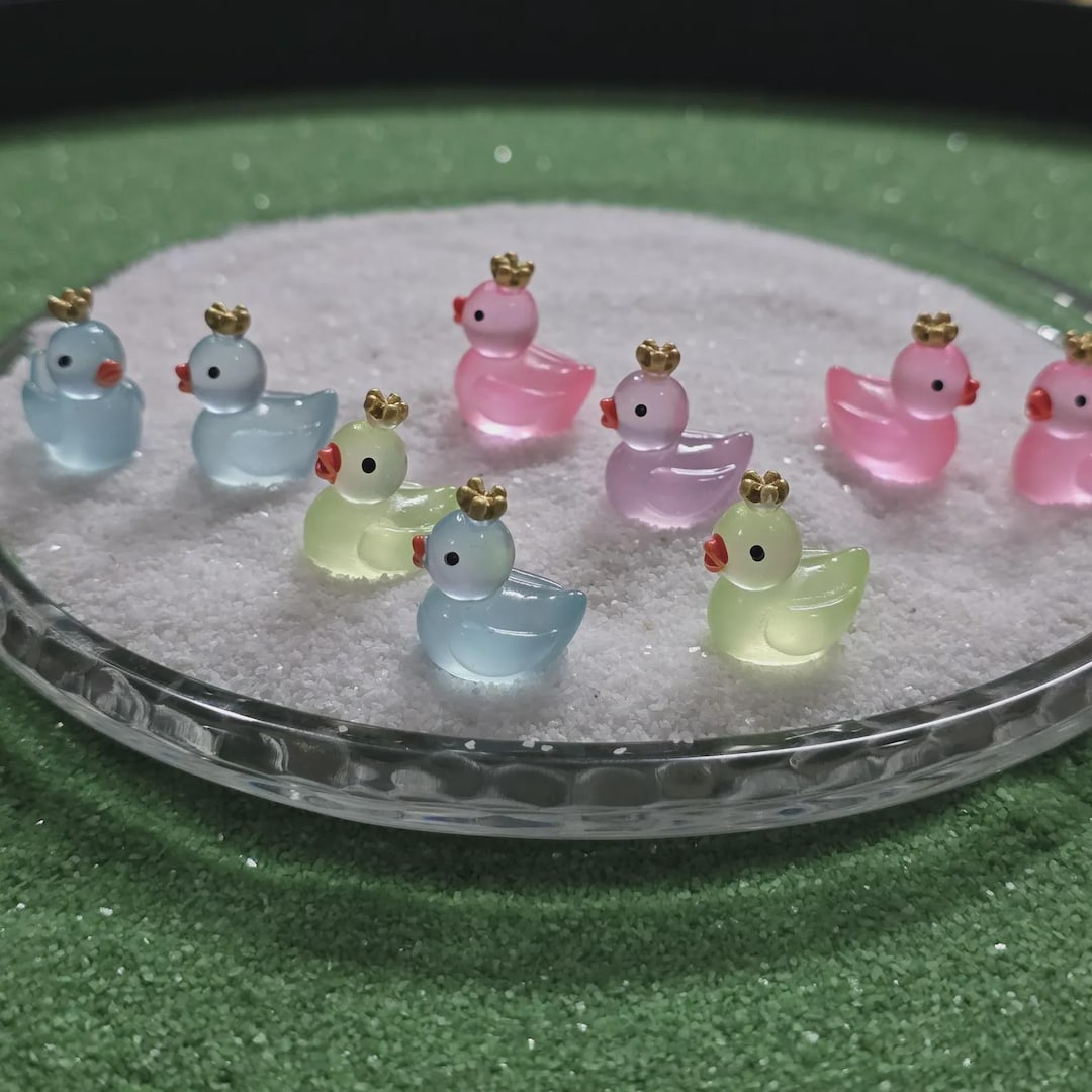 Glow in the Dark Mini Resin Angel Ducks With Gold Crowns | Rave ...