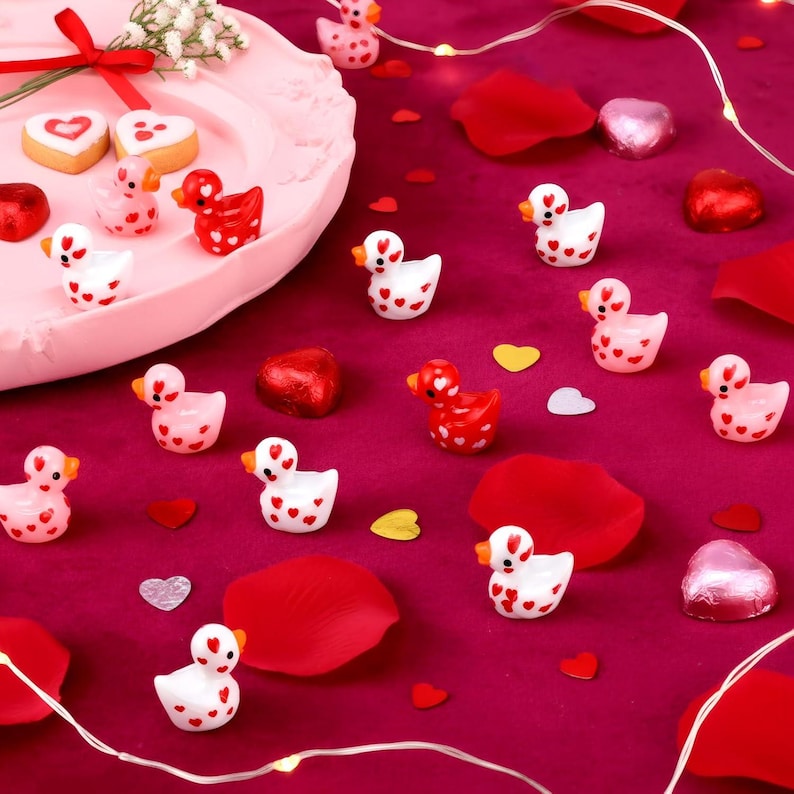 Tiny Resin Valentine's Day Ducks With Hearts | Rave Trinkets, Dollhouse ...