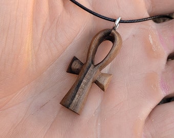 Ankh Wooden Pendant Egyptian Wooden Necklace hand Carved | Etsy