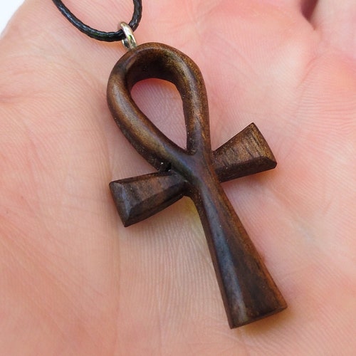 Ankh Wooden Pendant Egyptian Wooden Necklace hand Carved - Etsy