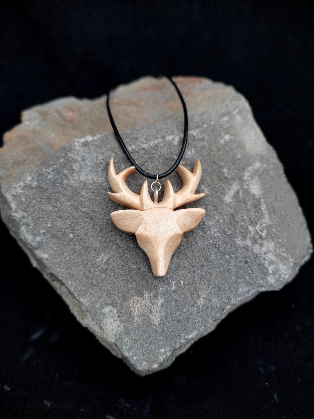 Hand Carved Wooden Deer Pendant, Deer Jewelry, Handmade Wooden Neklace ...